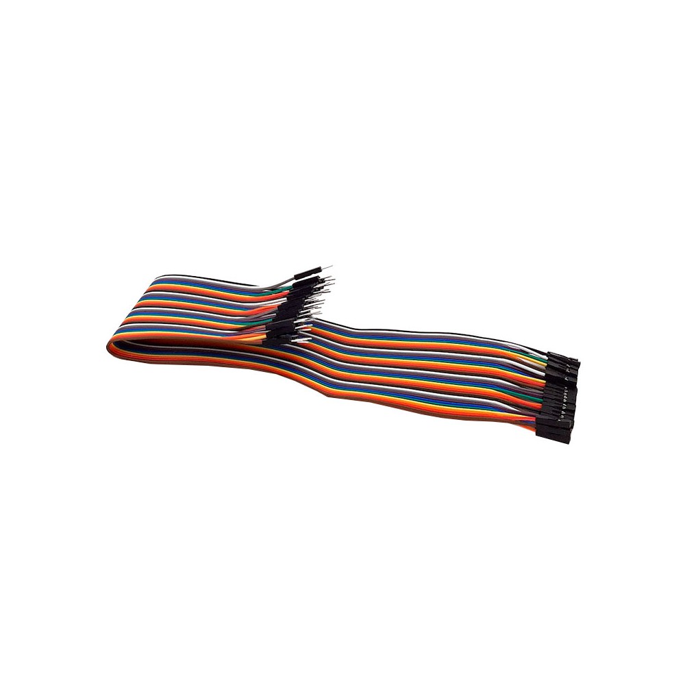 40 cables de puente macho-hembra, 30 cm (cable plano)